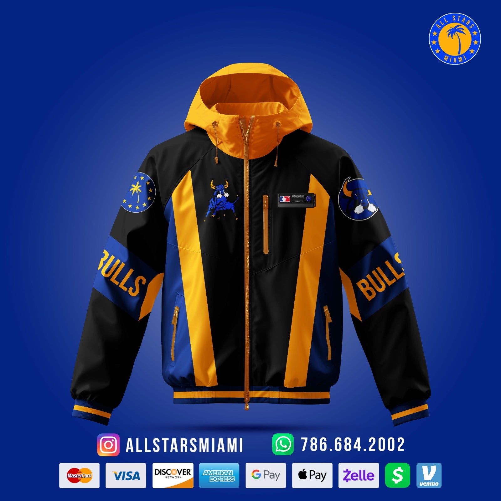 MIAMI NORTHWESTERN BULLS WINDBREAKER JACKET (BLACK EDITION) – AllStarsMiami
