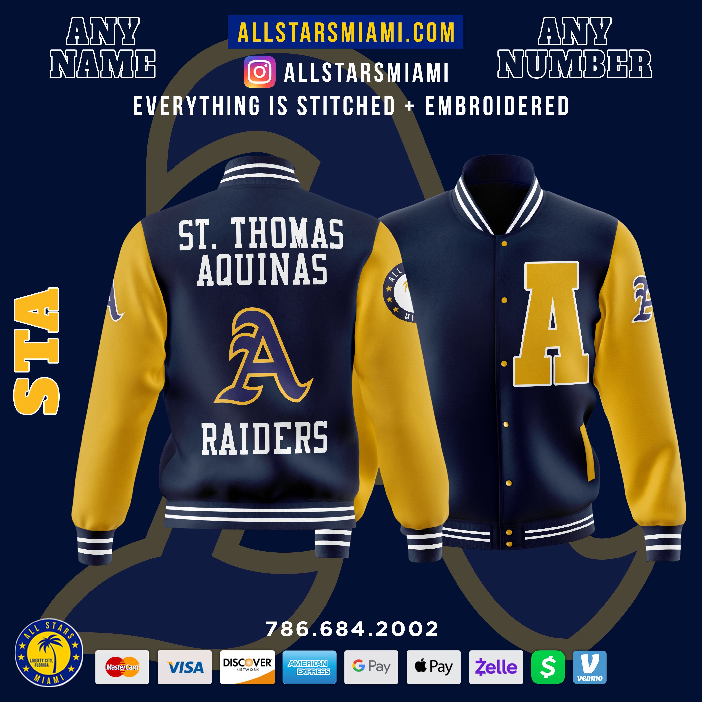 ST THOMAS AQUINAS RAIDERS VARSITY LETTERMAN JACKET – AllStarsMiami